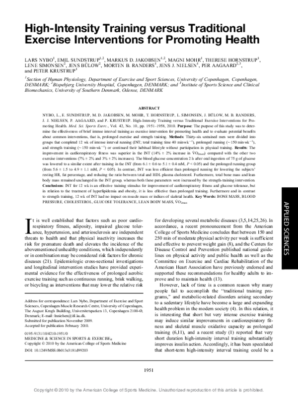 (PDF) High-Intensity Training versus Traditional Exercise Interventions ...