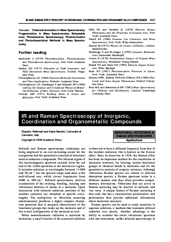 (PDF) IR and Raman Spectroscopy of Inorganic, Coordination and ...