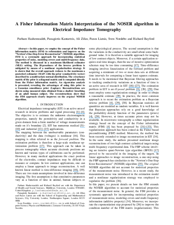 (PDF) A fisher information matrix interpretation of the NOSER algorithm ...