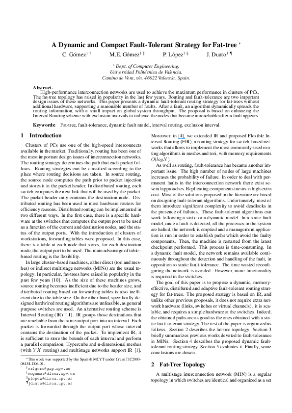 Pdf A Dynamic And Compact Fault Tolerant Strategy For Fat Tree