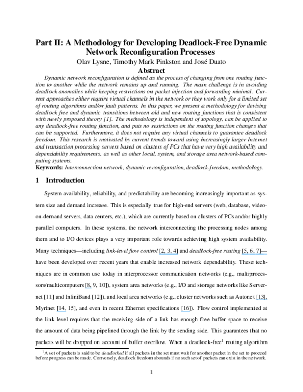 Pdf A Methodology For Developing Deadlock Free Dynamic Network Reconfiguration Processes Part Ii