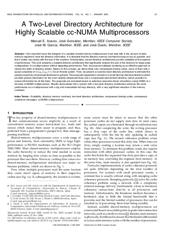 Pdf A Two Level Directory Architecture For Highly Scalable Cc Numa Multiprocessors José