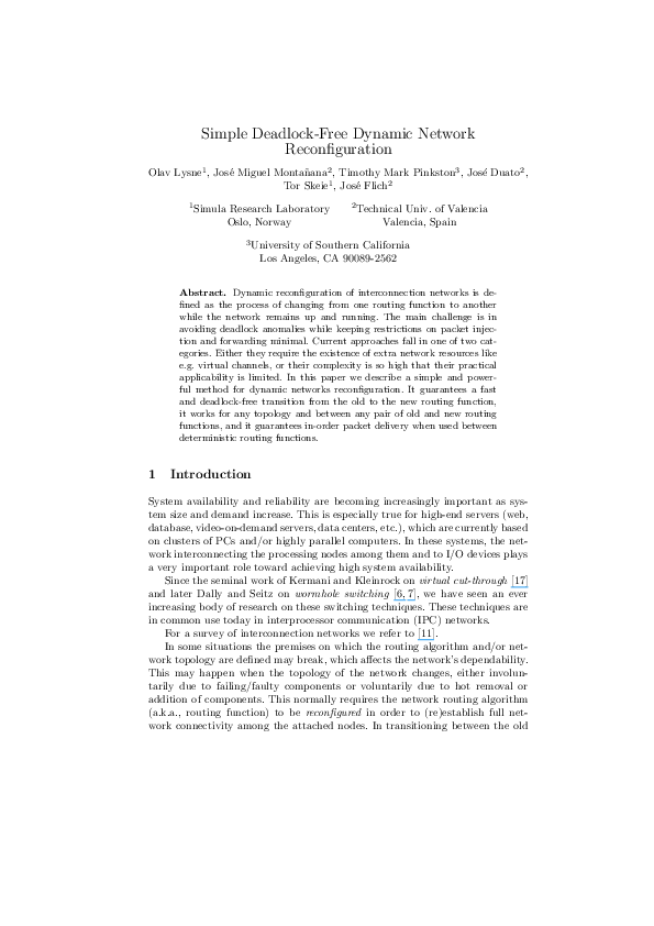 (PDF) An Efficient and Deadlock-Free Network Reconfiguration Protocol | Tor Skeie - Academia.edu