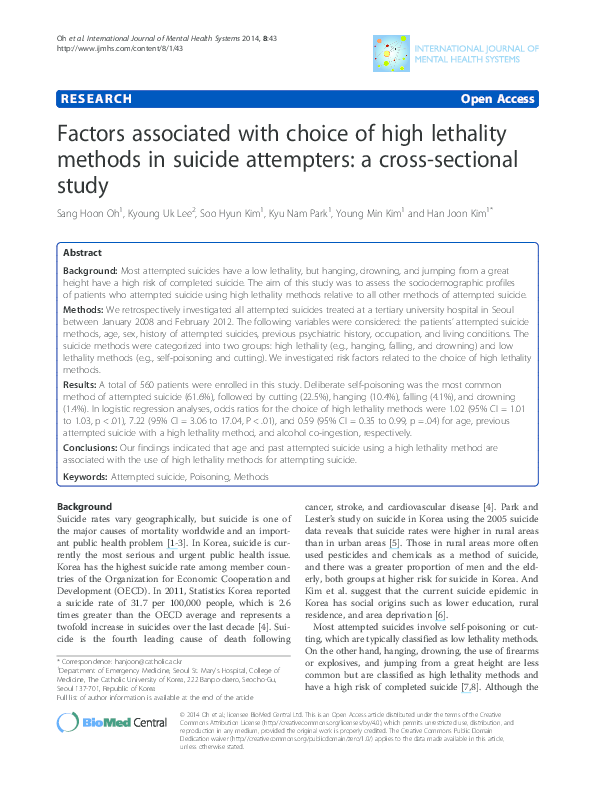 (PDF) Factors associated with choice of high lethality methods in ...