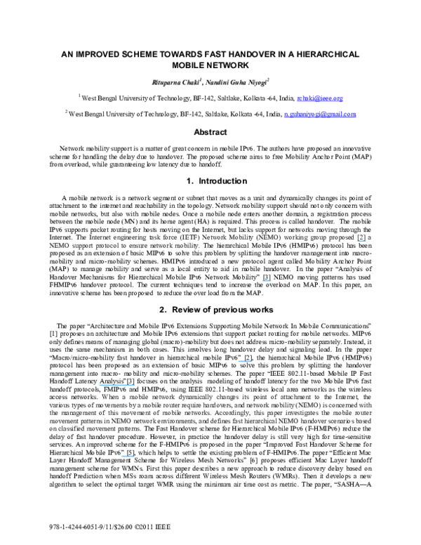 Pdf An Improved Scheme Towards Fast Handover In A Hierarchical Mobile