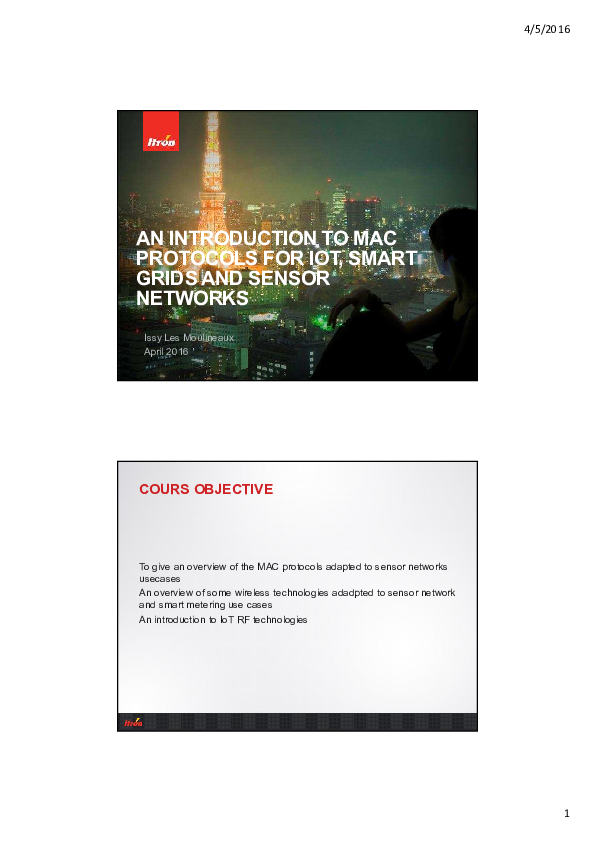 An Introduction To Mac Protocols For Iot Smart Grids And Sensor