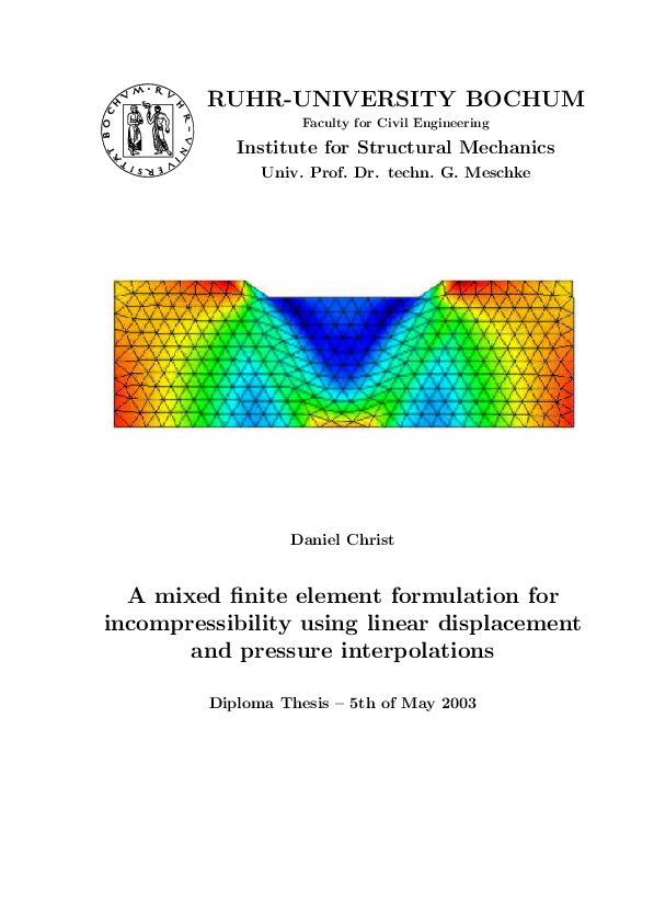 A Mixed Finite Element Formulation For Incompressibility Using Linear