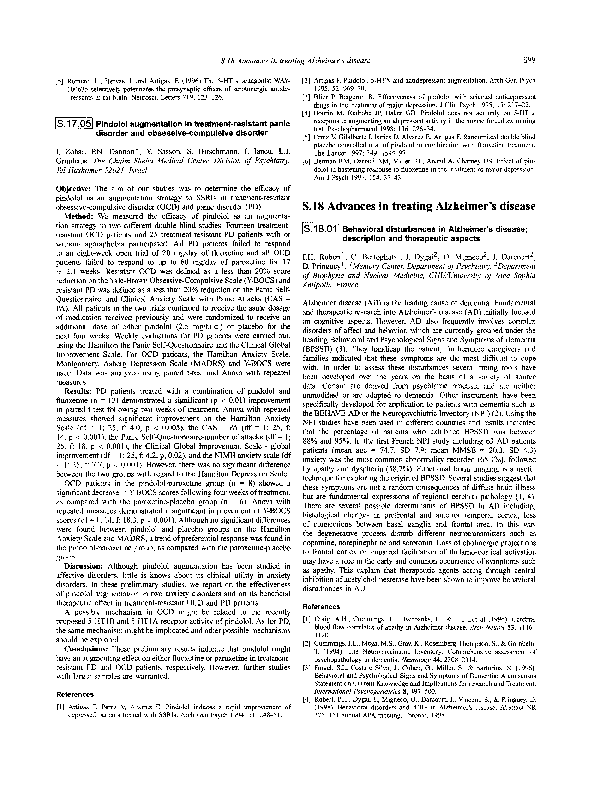 (PDF) Pindolol augmentation in treatment-resistant obsessive compulsive disorder: a double-blind ...