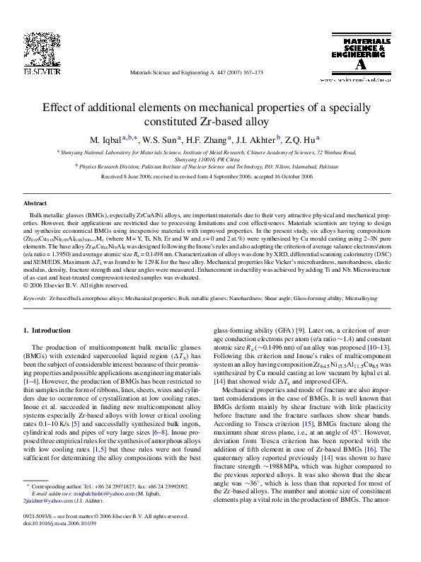 Pdf Zr Based Alloy Enhancements Via Additional Elements