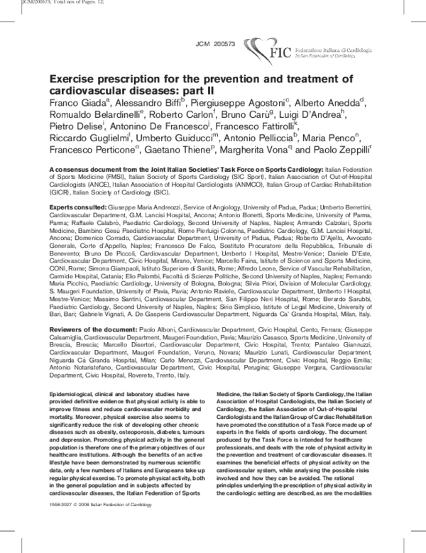 (PDF) Exercise prescription for the prevention and treatment of ...