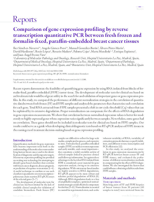 (PDF) Comparison of gene expression profiling by reverse transcription quantitative PCR between ...