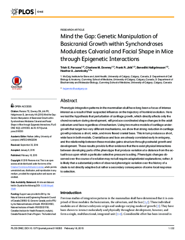 (PDF) Mind the Gap: Genetic Manipulation of Basicranial Growth within ...