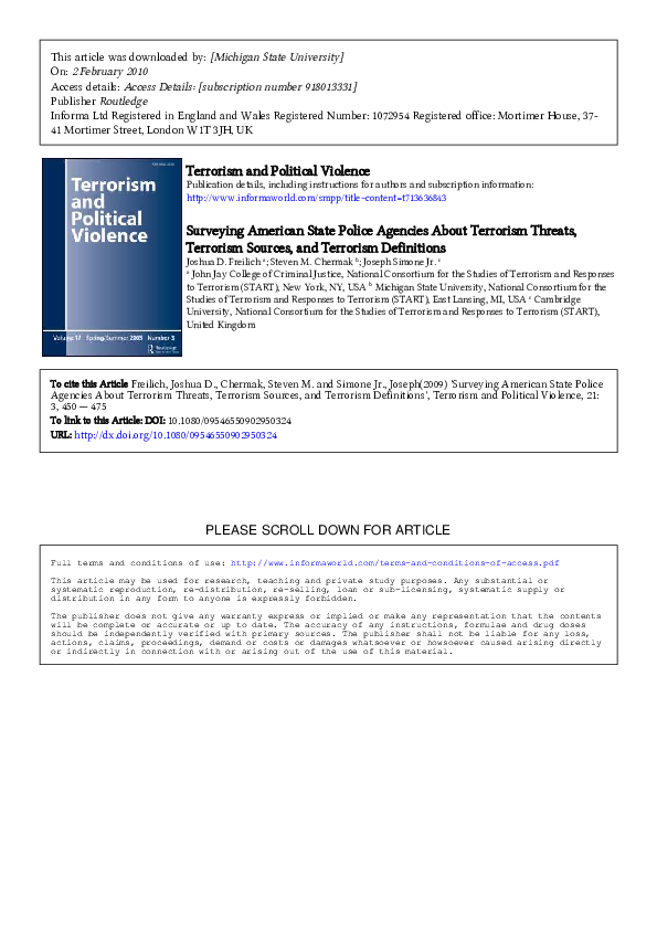 (PDF) Surveying American State Police Agencies About Terrorism Threats, Terrorism Sources, and ...
