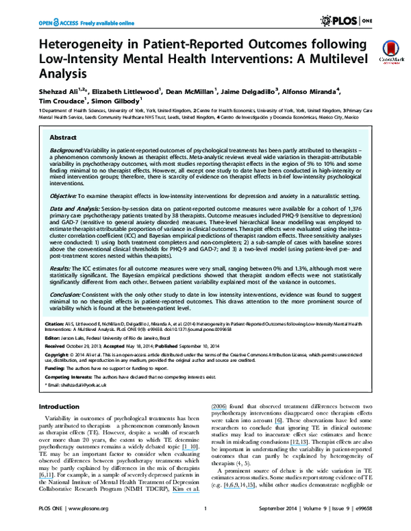 (PDF) Heterogeneity in Patient-Reported Outcomes following Low ...