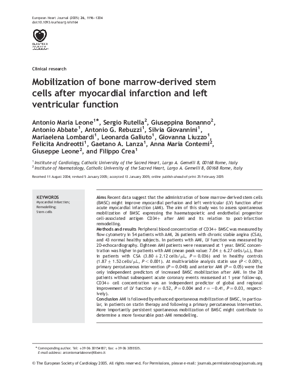 (PDF) Mobilization of bone marrow-derived stem cells after myocardial ...