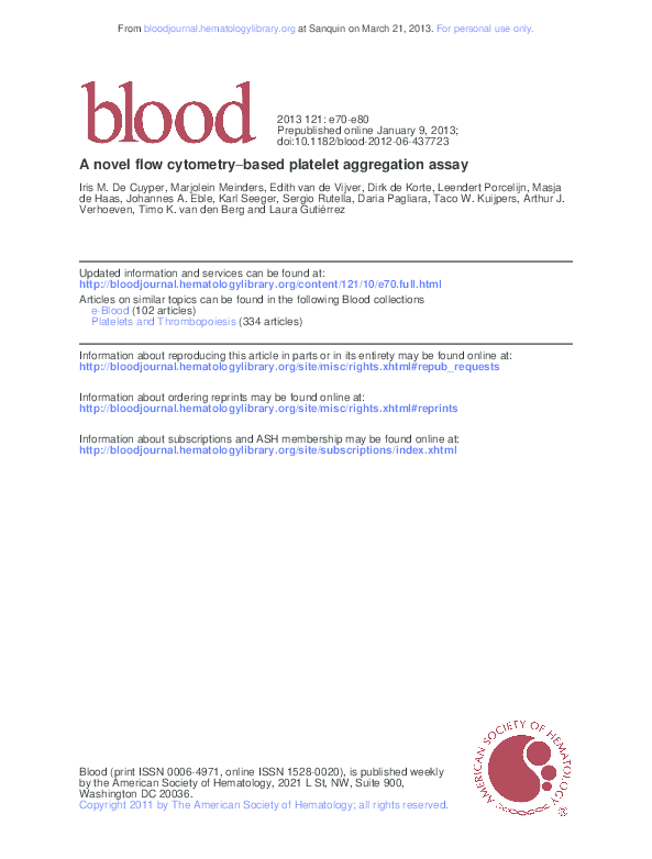 (PDF) A novel flow cytometry-based platelet aggregation assay | Sergio ...