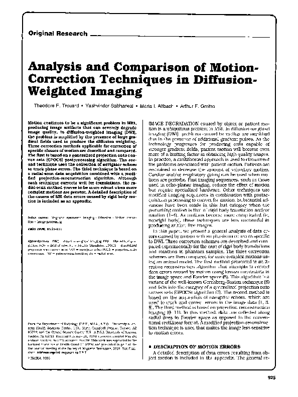 (PDF) Analysis and comparison of motion-correction techniques in ...