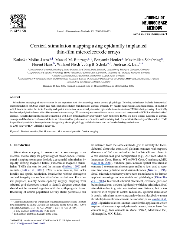 (PDF) Cortical stimulation mapping using epidurally implanted thin-film ...