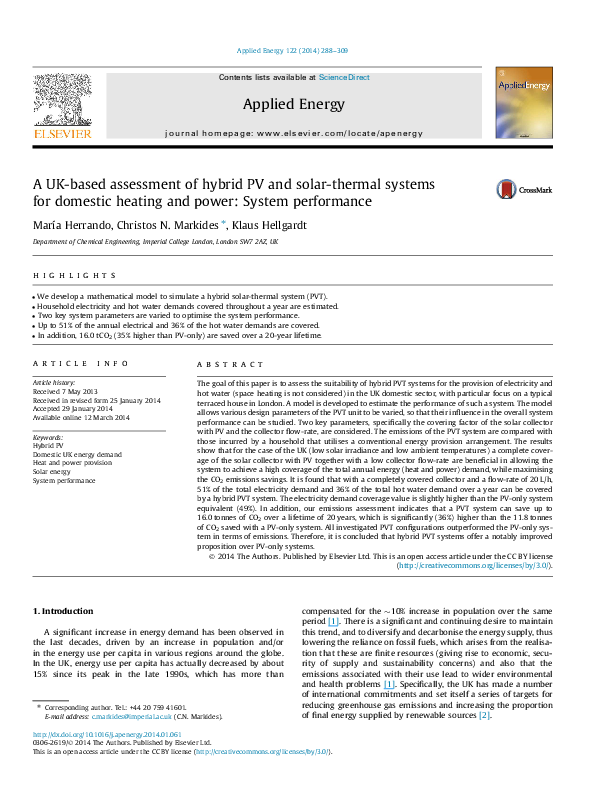 (PDF) A UK-based assessment of hybrid PV and solar-thermal systems for ...