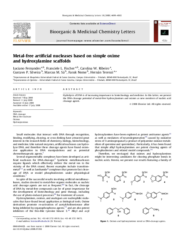 (PDF) Metal-free artificial nucleases based on simple oxime and ...