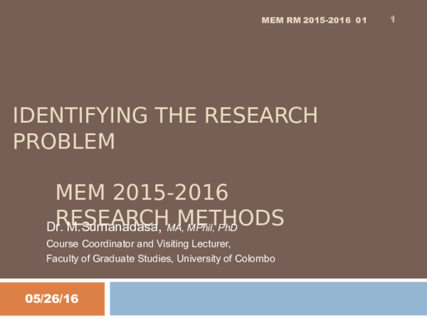 (PPT) Session-1 Identification of a research problem