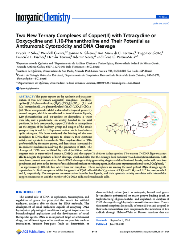 (PDF) Two New Ternary Complexes of Copper (II) with Tetracycline or Doxycycline and 1, 10 ...