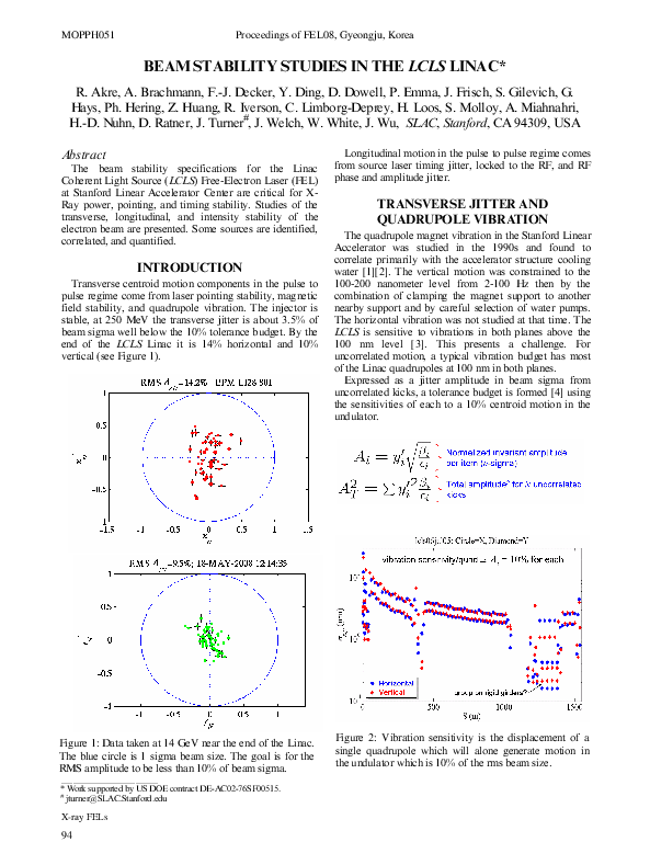 (PDF) Beam Stability Studies in the LCLS Linac