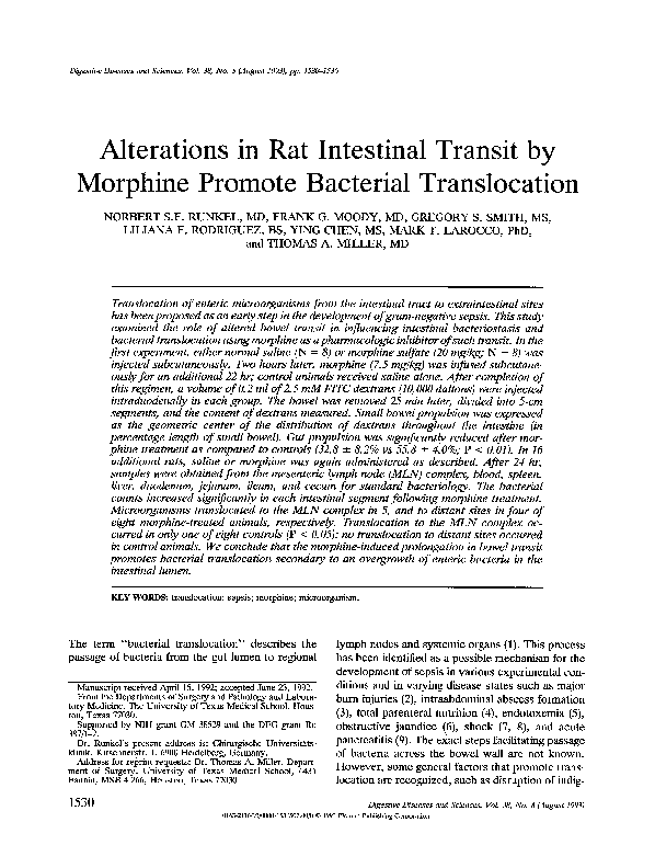 (PDF) Alterations in rat intestinal transit by morphine promote ...
