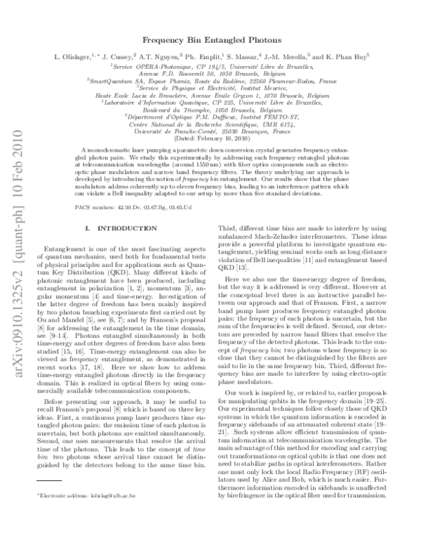 (PDF) Frequency-bin entangled photons