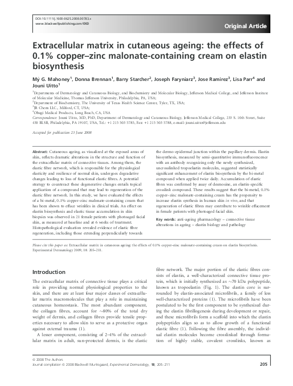 (PDF) Extracellular matrix in cutaneous ageing: the effects of 0.1% ...