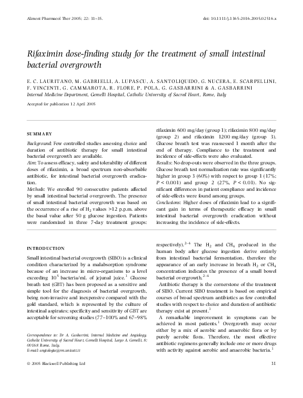(PDF) Rifaximin dose-finding study for the treatment of small ...