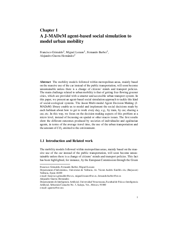 (PDF) A J-MADeM Agent-Based Social Simulation to Model Urban Mobility