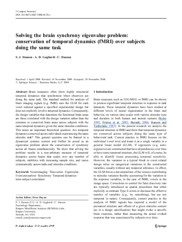 (PDF) Solving the brain synchrony eigenvalue problem: conservation of temporal dynamics (fMRI ...