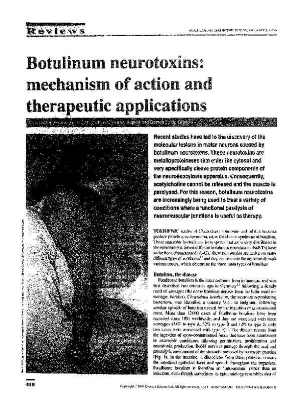 (PDF) Botulinum neurotoxins: mechanism of action and therapeutic ...