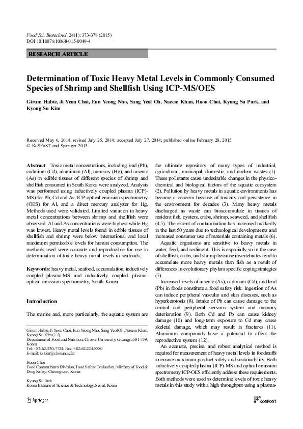 (PDF) Determination of toxic heavy metal levels in commonly consumed ...