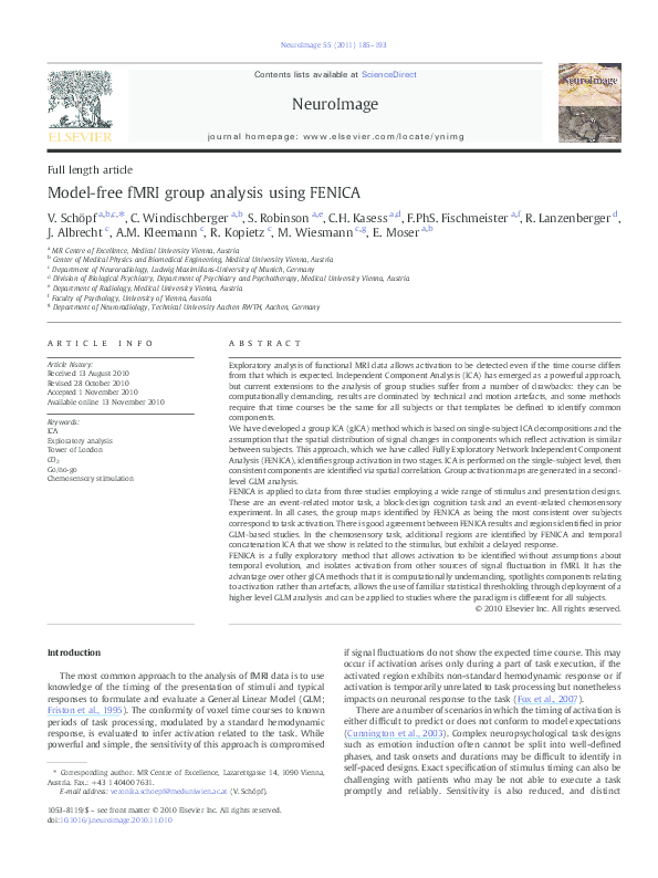 (PDF) Model-free fMRI group analysis using FENICA