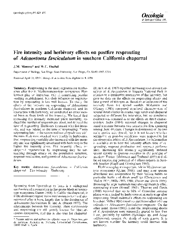 (PDF) Fire intensity and herbivory effects on postfire resprouting of ...