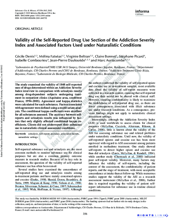 (PDF) Preliminary data on validity of the Drug Addiction Treatment ...