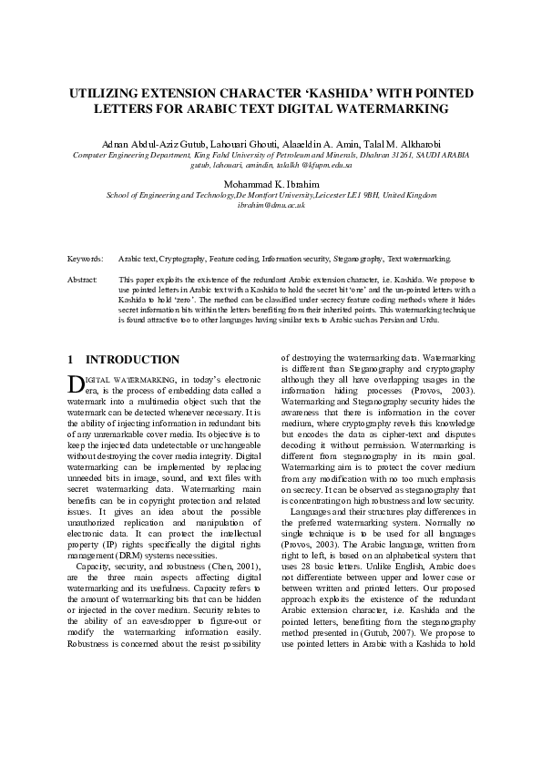 (PDF) Utilizing Extension Character 'Kashida'With Pointed Letters For ...