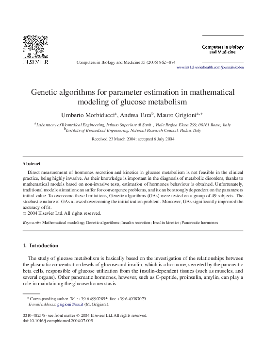 (PDF) Genetic algorithms for parameter estimation in mathematical ...