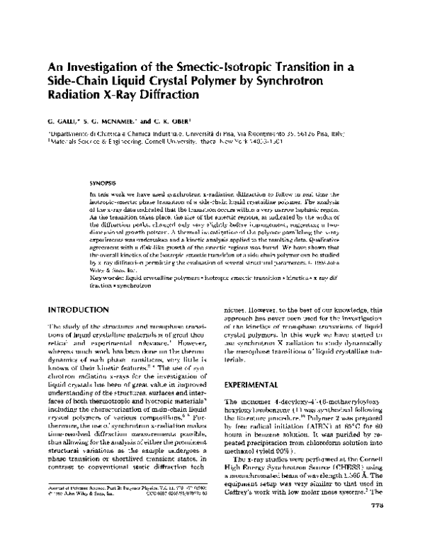 (PDF) An investigation of the smectic-isotropic transition in a side-chain liquid crystal ...