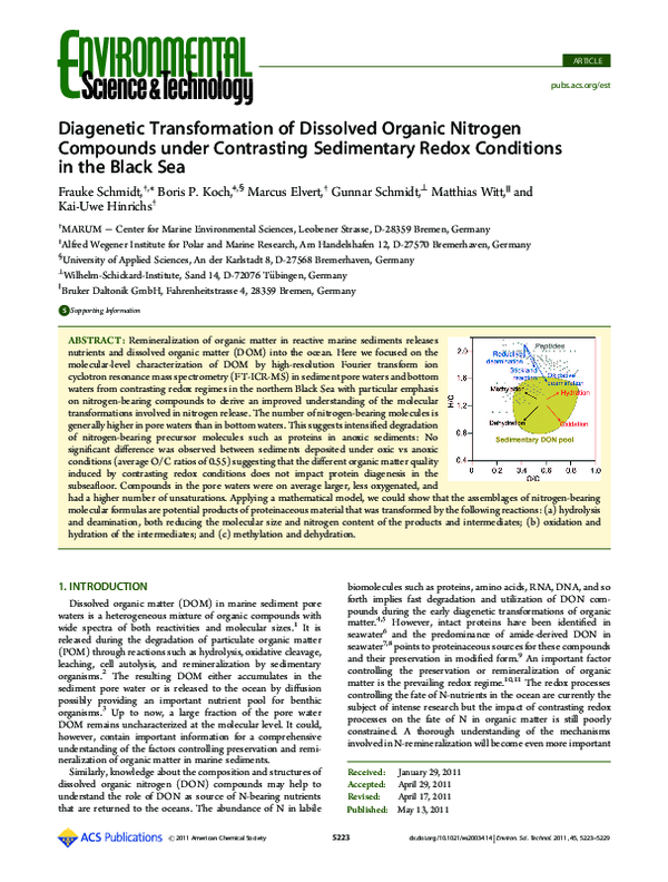(PDF) Diagenetic Transformation of Dissolved Organic Nitrogen Compounds under Contrasting ...