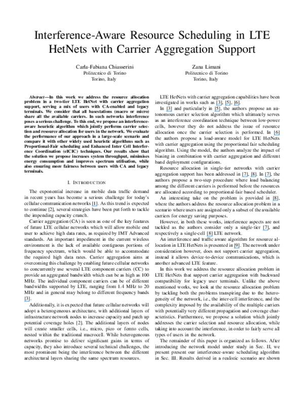 Pdf Interference Aware Resource Scheduling In Lte Hetnets With Carrier Aggregation Support