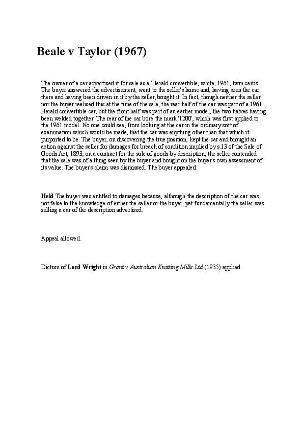 (DOC) Beale v Taylor (1967