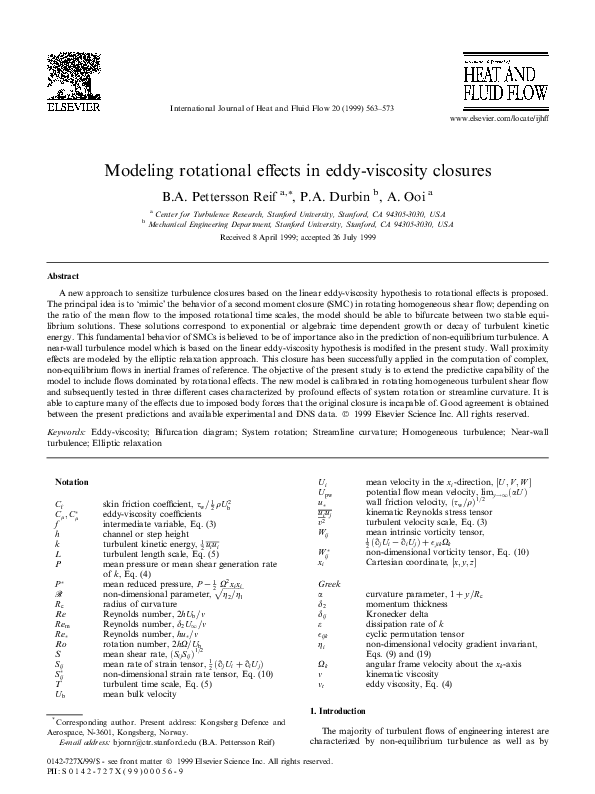 (PDF) Modeling rotational effects in eddy-viscosity closures