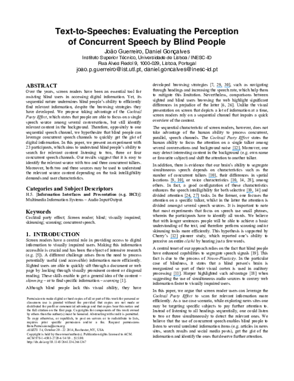 (PDF) Text-to-speeches: evaluating the perception of concurrent speech ...