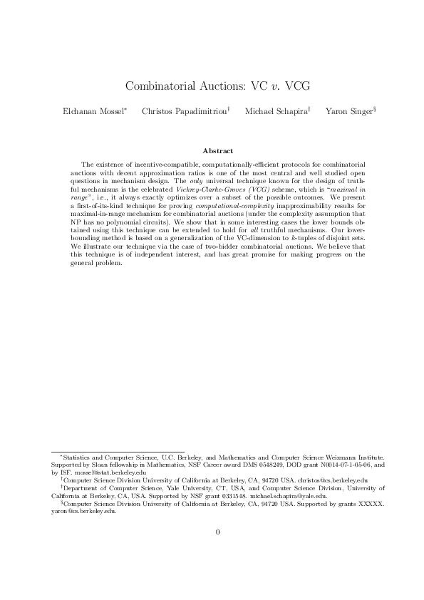 (PDF) Combinatorial auctions: Vc v. vcg