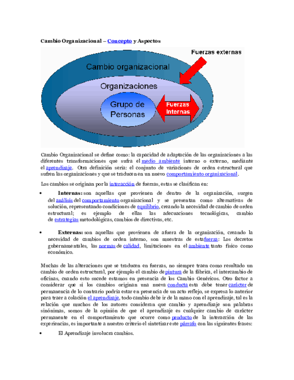 (DOC) Cambio Organizacional – Concepto y Aspectos