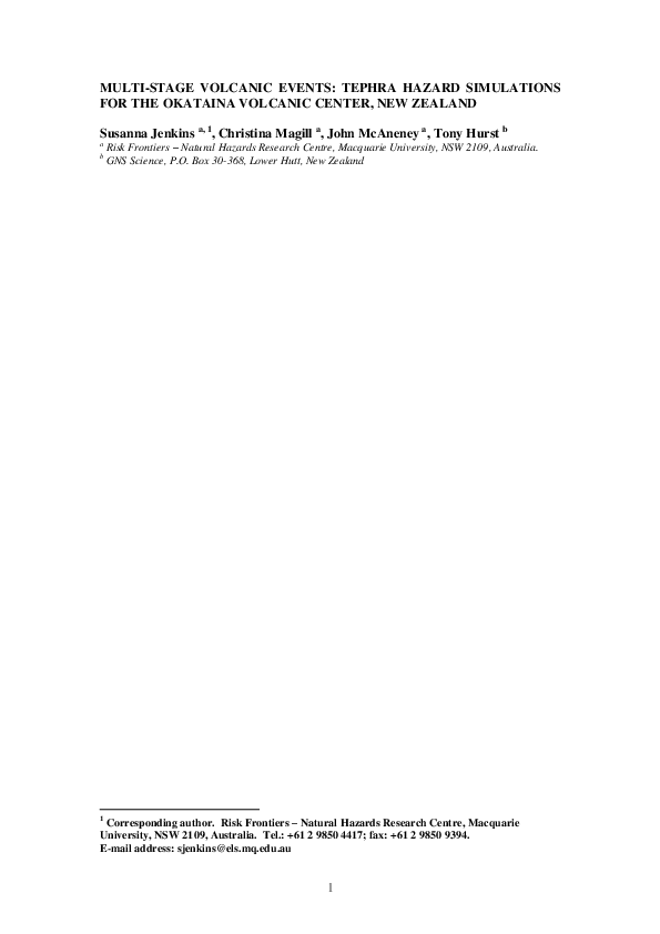 (PDF) Multistage volcanic events: Tephra hazard simulations for the ...