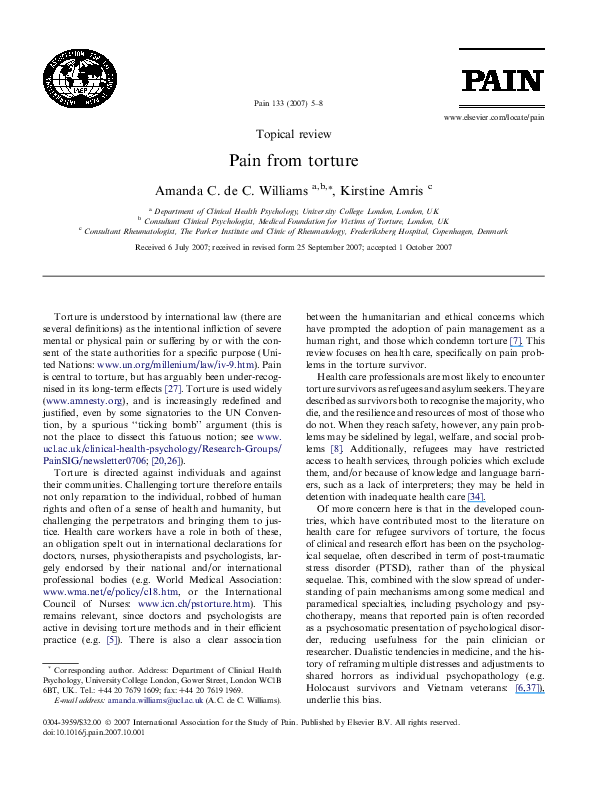 (PDF) Pain from torture